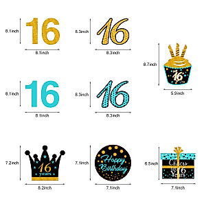 Sweet 16 Birthday Decorations for Girl Teal Gold 16th Birthday Hanging Swirls Sixteen Birthday Hanging Swirls Decorations for Teal Gold 16 Years Old Party Supplies