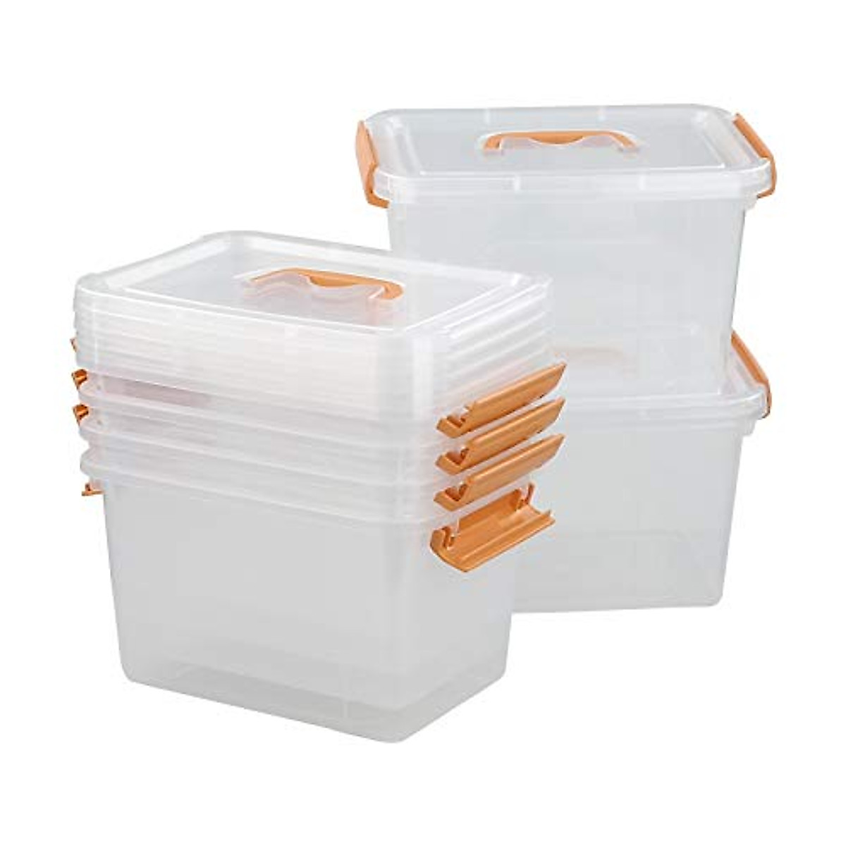 Farmoon 6 Quart Clear Storage Bin, Small Plastic Stackable Box/Container with Lid, 6 Packs, R