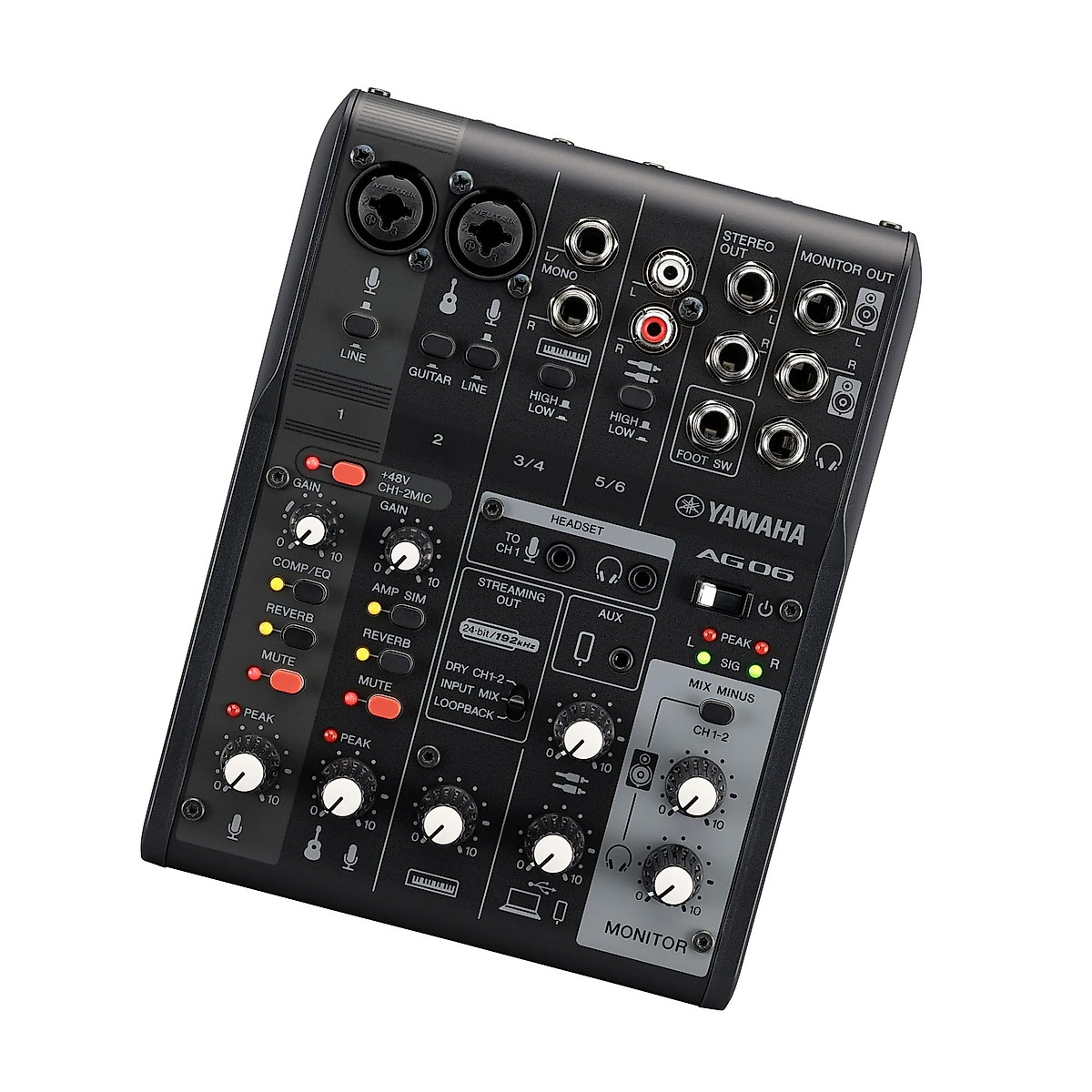 Yamaha AG06MK2 Black 6-Channel Live Streaming Loopback Mixer/USB Interface with Steinberg Software Suite