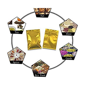 100 Pcs Reclosable 10.2x12.7 cm/4x5inch Clear Colorful Mylar Foil Flat Bag Sample Pouch Heat Sealable Aluminum Foil Bags Food Storage Coffee Candy Foil Grip Seal Wrap (White)