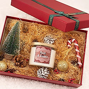 Goodpick Rose Scented Candles, Christmas Santa Candle Gift, Big Candles for Home Scented, Large Soy Candle for Living Room, 3 Wick Candles, 45 Hour Burn Time, 14.5 Oz, Includes Lid