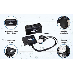 Primacare DS-9191 Pediatric Size Aneroid Sphygmomanometer Manual Blood Pressure Monitor Kit, BP Cuff with Latex Free Inflation System, Waterproof and Portable Nylon Carry Case