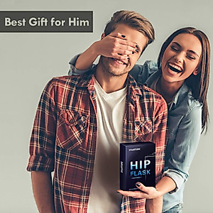 KWANITHINK Flask for Liquor for Men, 8oz Stainless Steel Hip Flask with Funnel, Whiskey Flask with Integrated Steel Cap for Outdoor Camping Hiking Climbing, Father's Day Gift for Men (Green)