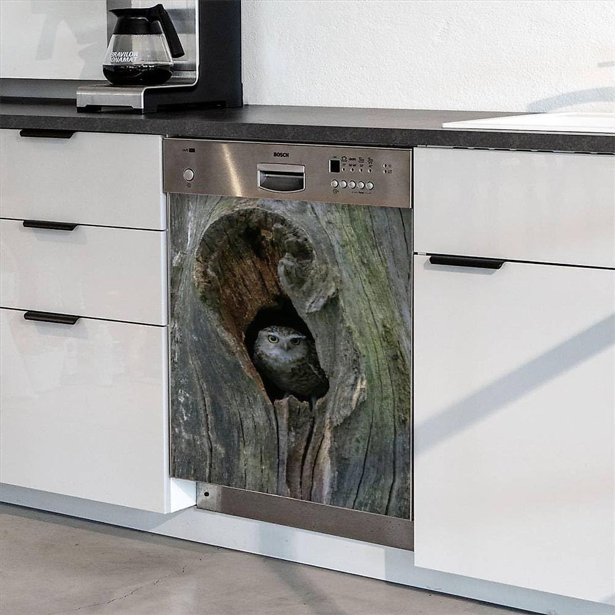 Dishwasher Magnet Cover Juvenile Burrowing owl Athene cunicularia a Hollow Tree Magnetic Refrigerator Stickers Decorative Appliance Cover Fridge Panels Metal Door Garage 23x26in