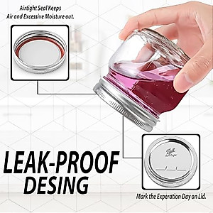 Regular Mouth Mason Jars 8 oz - (4 Pack) - Regular Mouth 8-Ounces Mason Jars With Ball Airtight lids and Bands - For Canning, Fermenting, Pickling, Freezing - Glass jar, Microwave & Dishwasher Safe