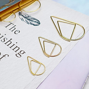 250 Pieces Gold Cute Paper Clips Teardrop Stainless Steel Drop-Shaped Paper Clips for Office School Supplies Wedding Invitations Crafts Scrapbooking Bookmarks Kids Women Planners (1 inch) by DEEDYGO