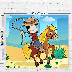 West Cowboy Horse Banner Backdrop Background Pretend Play Party Game West Cowpuncher The Lasso Theme Decor Decorations for Boys Rodeo 1st Birthday Party Baby Shower Supplies Photo Booth Props Favors