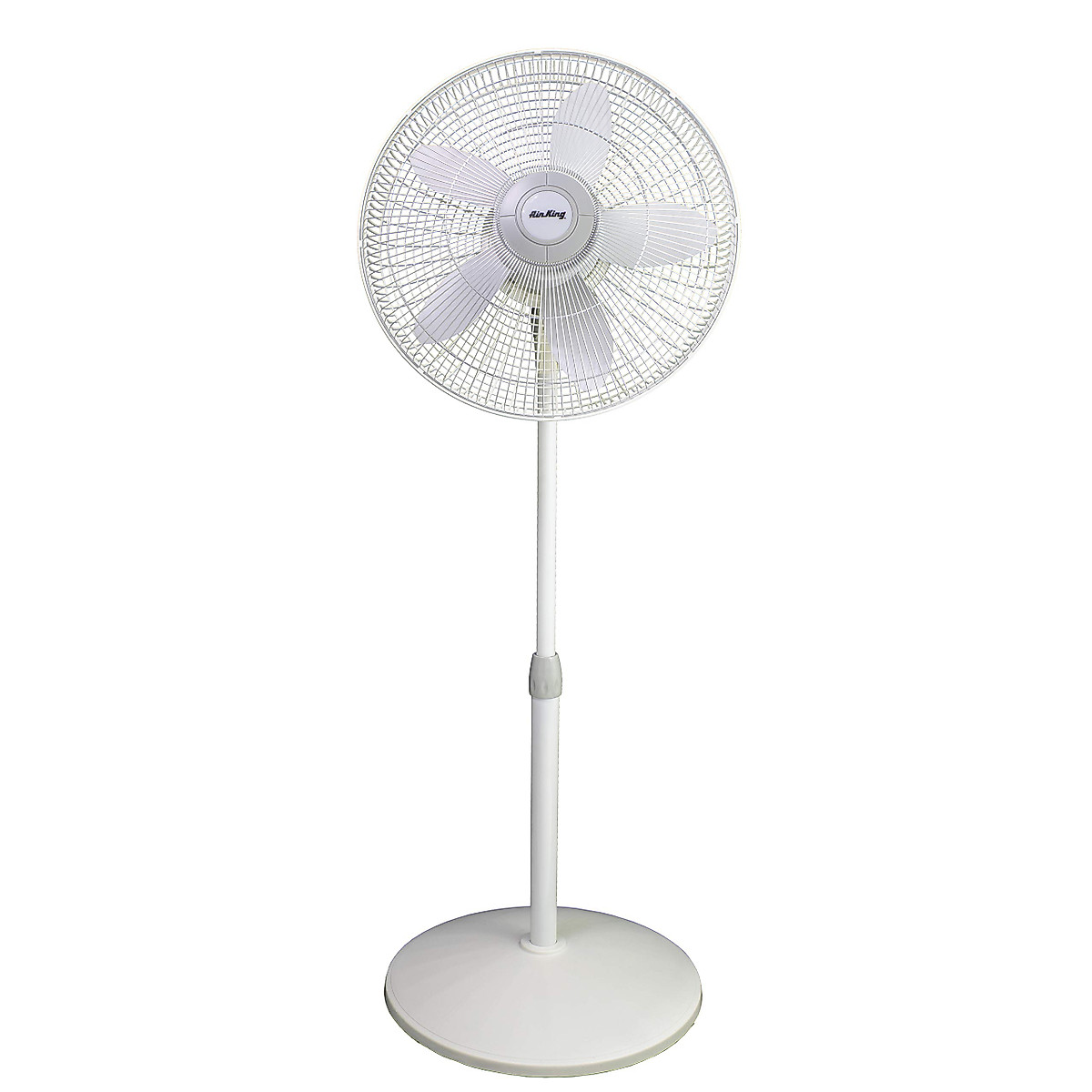Air King 9119 18-Inch 3-Speed Commercial Grade Adjustable Oscillating Pedestal Fan, 1/20-Horsepower, White
