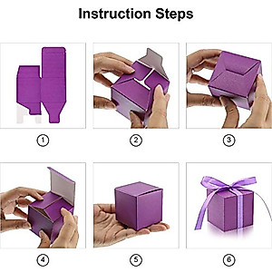 KPOSIYA 100 Pack Favor Boxes 2x2x2 inch Candy Boxes Metallic Silver Gift Boxes with Ribbons for Wedding Baby Shower Decorations Birthday Party Supplies (Metallic Silver, 100)