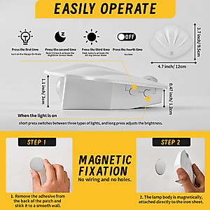 WHTAOMILI Motion Sensor Night Light, Battery Operated Wireless Wall Sconces, Magnetic LED Wall Light, Wall Mounted Lamps with 3 Color Temperatures&Dimmable for Bedroom Hallway Stairway-2 Pack (White)