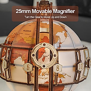 ROKR 3D Wooden Puzzles for Adults, LED Illuminated Globe with Stand, 3D Wooden Globe Model Kits with LED Light, Unique Gift for Birthday/Anniversay