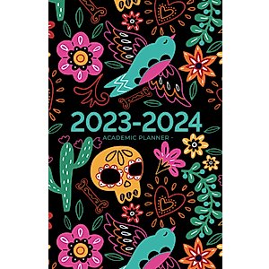 Academic Planner 2023-2024 Small | Dia De Los Muertos: July - June | Weekly & Monthly | US Federal Holidays and Moon Phases