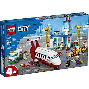 LEGO City Central Airport 60261 Building Toy, with Passenger Charter Plane, Airport Building, Fuel Tanker, Baggage Truck, Cargo and 6 Minifigures, Great Gift for Kids (286 Pieces)
