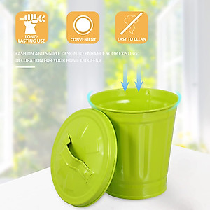 Hohopeti Creative Tabletop Trash Can Lid Lovely Waste Bin Pot Office Bedroom Bathroom Kitchen Countertop Desk Organization