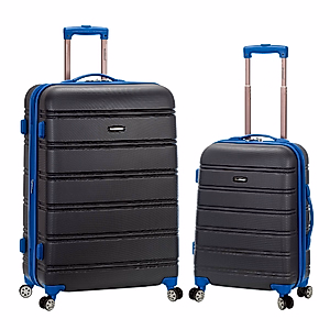 Rockland Melbourne Hardside Expandable Spinner Wheel Luggage, Grey, 2-Piece Set (20/28)