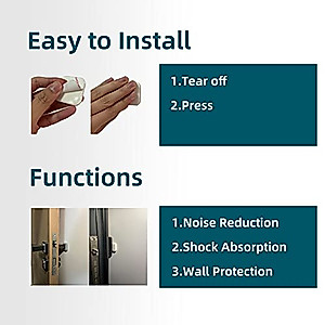[4 Pack] [White&Gray] Door Stoppers Wall Protector Square 1.77 Inch Silicone Strong Adhesive Tape Shock Absorbent Wall Shield Door Slamming Silencer for Door Handle Furniture Protectors Rubber