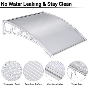 Yescom 40"x40" Outdoor Awning Patio Window Door Canopy Cover UV Protection Hollow Sheet