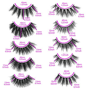 False Eyelashes MIKIWI 10 Pack Lahes, 12-20mm Wholesale 5D Fake Mink lashes, Fuffy Natural Volume eye Lashes, individual package Faux Mink EyeLashes