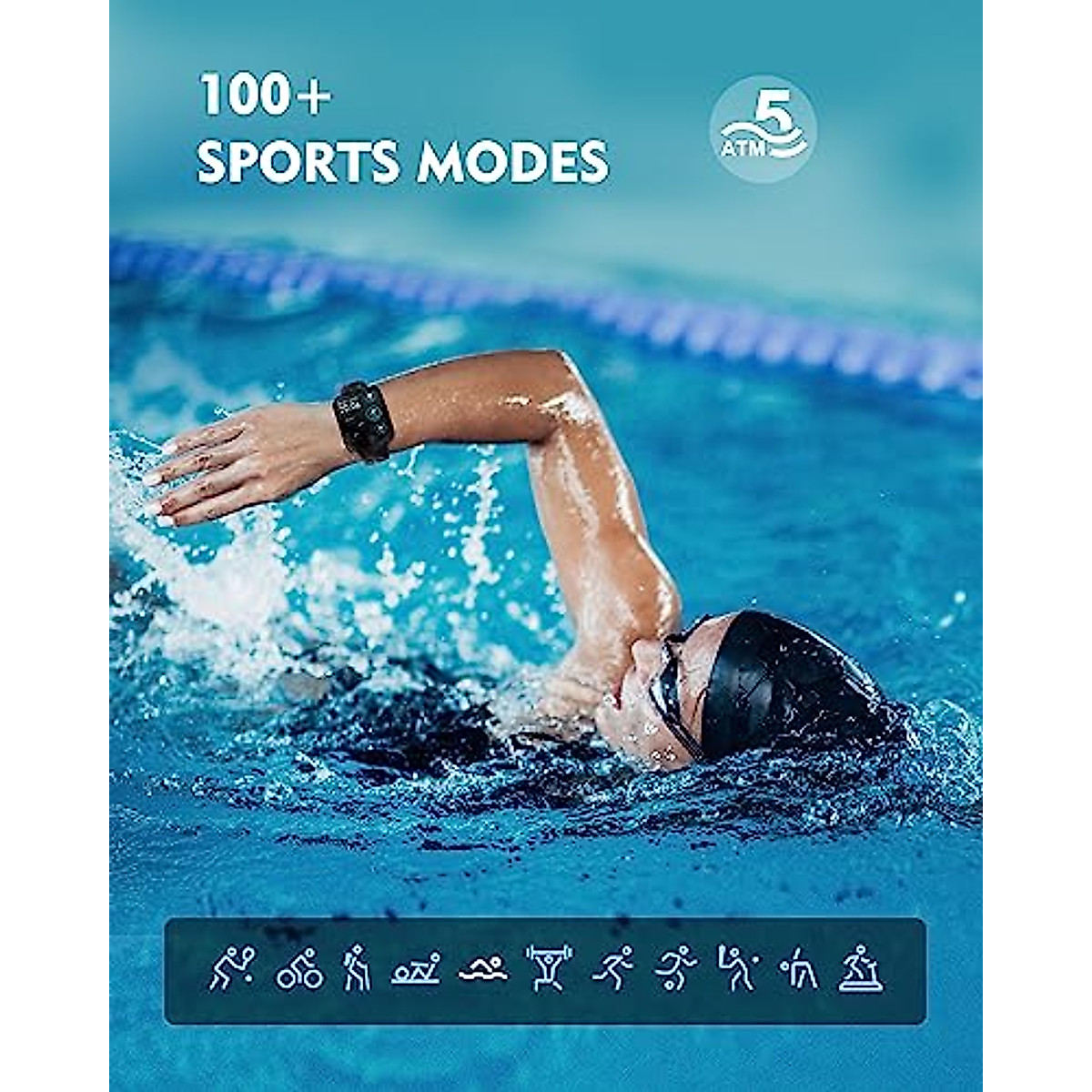 Smart Watch for Women Men with Bluetooth 5.0 Call SOS,14-Day Battery Life,1.83" Fitness Tracker Watch with [24H Heart Rate SpO2 Sleep Monitor],5ATM Watreproof Calculator Music Speaker for Android&iOS
