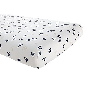 Ivanka Trump Wildflower Collection: 4pc Nursery Bedding Baby Crib Bedding Set - Pink/White/Navy Crib Bedding with Pink Plush Bunny