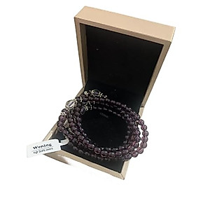 6mm Natural Gem Semi Precious Gemstone Chrysoprase Agate Green Bracelets Necklace,Birthstone Multilayer Hand String Accessories (Amethyst)