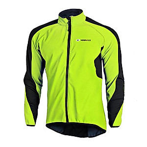 sponeed Wind Breakers Thermals for Men Cycling Jackets Windproof Fleece Coat for Biking US L Green