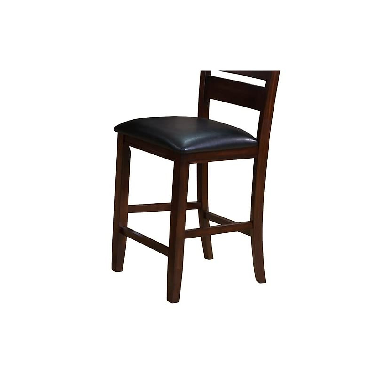 Benjara Leatherette Wooden Counter Chair with Ladder Back, Set of 2, Brown