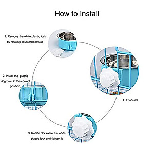 Crate Dog Bowl, Removable Stainless Steel Water Food Feeder Bowls Hanging Pet Cage Bowl Cage Coop Cup for Dogs Cats Puppy Rabbits Bird and Small Pets (Samll (Pack of 1), Square Green)