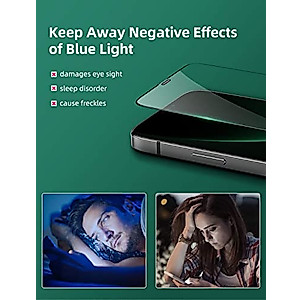 BENKS [2 Pack Compatible With iPhone 12 / iPhone 12 Pro Screen Protector Anti Blue Light, HD Clear Eye Protection Tempered Glass 9H hardness Full Coverage Protective Film design for iPhone 2020, 6.1”