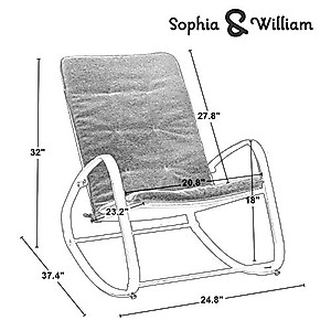 Sophia & William Outdoor Rocking Chairs Set of 2 Patio Metal Padded Rocker Chair Support 300lbs for Porch Balcony Deck Lawn Poolside and Indoor, Green