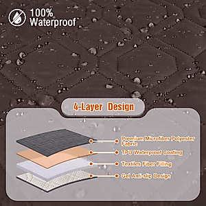 VANSOFY Loveseat Recliner Cover with Console 100% Waterproof Sofa Slipcovers Non-Slip Reclining Couch Covers Split Sofa Cover Furniture Protector for Pets, Dogs(Chocolate)