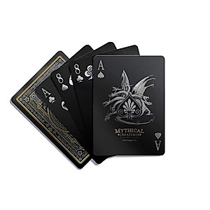 Mythical Creatures Playing Cards - Black, Silver & Gold Edition | Waterproof PVC | Greek, Norse, Egyptian, East Asian Designs | Custom Hand-Drawn Art