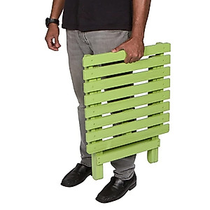 Classic Design Adirondack Square Folding Patio Table with Slated Top & Genuine Cedar Wood Construction | Lime Green Color Weatherproof Finish Best for Indoor Outdoor Use | Water & Rust Resistant