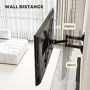 Full Motion TV Wall Mount for Most 23-55 Inch LED LCD Screens TVs up to 66lbs, TV Wall Bracket with Strong Articulating Arms Swivel Tilt Extension, Max VESA 400x400 (Black)