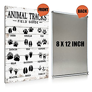 Animal Tracks Field Guide Sign Metal Tin Sign Wall Art Decor Farmhouse Home Rustic Decor Gifts - 8x12 Inch