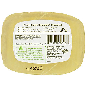 Clearly Natural Glycerin Bar Soap, Unscented,4 Ounce (Pack of 6)