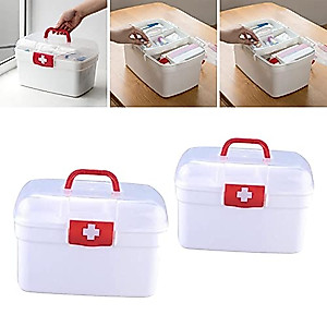 Menolana 2x Multi Purpose Medical First Aid Box Container Household Bin Portable Detachable Tray Storage Box Organizer for Sewing Office Car Hiking