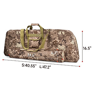 Silfrae Compound Bow Case Soft Bow Case Compound Bow Carry Bag with Arrow Pocket (Camo Brown, L)