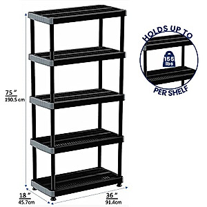 Rimax 9494 5 Shelf Storage Rack, Black