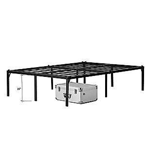 Veezyo Metal Bed Frame Queen - 18 Inch Black Metal Platform Bed Frame, Easy Assembly with Large Storage Space, 3,500lbs Heavy Duty, No Box Spring Needed (Queen)