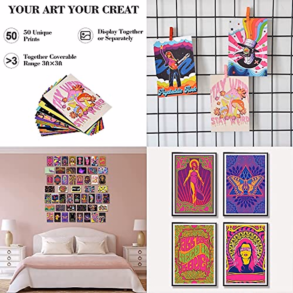 BATHTOI Wall Collage Kit Aesthetic Pictures (Trippy2)