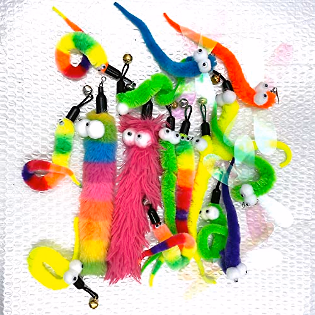 Cat Worm Toy Refills Cats Teaser Toys Cat Wand Refill Wand Replacement Cat Wand Attachments Cat Fishing Pole Toy Refill 16Pcs Cat Worms Refill,Cat Wand Toy Assorted Teaser Refills