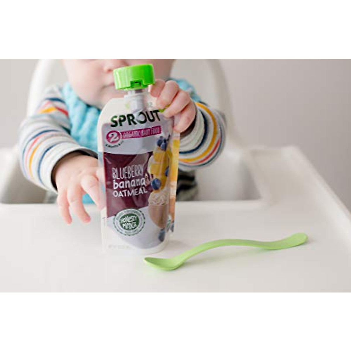 Sprout Organic Baby Food, Stage 2 Pouches, Fruit Veggie & Grain Blend, Blueberry Banana Oatmeal, 3.5 Oz Purees (Pack of 6)