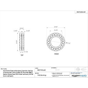 FAG 22211E1K-C3 Spherical Roller Bearing, Tapered Bore, Steel Cage, C3 Clearance, Metric, 55mm ID, 100mm OD, 25mm Width, 8500rpm Maximum Rotational Speed, 32822 lbf Static Load Capacity, 31473 lbf Dynamic Load Capacity