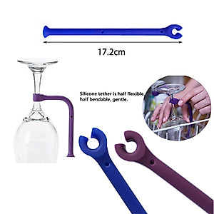 HJYZY 8 pcs Silicone Wine Glass Rack, Purple, Adjustable