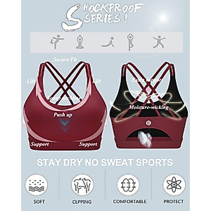 RUNNING GIRL Strappy Sports Bra for Women, Sexy Crisscross Back Medium Support Yoga Bra with Removable Cups(WX2354 Winedred,M)