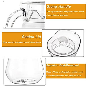 SOUJOY 2 Pack Plastic Pitcher, 70 oz Clear Iced Water Pitcher with Lid and Handle, Heat Resistant BPA-Free Tea Pitcher for Juice, Milk, Cold or Hot Beverages