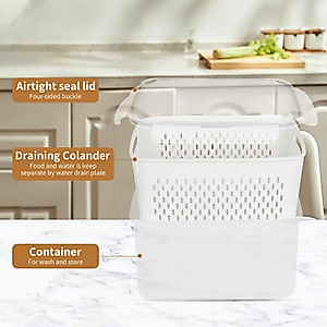 4-Piece Leakproof Fresh Fruit Containers with Strainer Lid - Easy Open & Close Plastic Berry Containers for Fridge