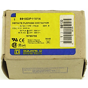 SCHNEIDER ELECTRIC 8910DP31V14 Contactor 600-Vac 30-Amp Dp Plus Options Electrical Box