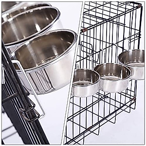 2 Sets Steel for Pigeon Cockatiel Coop Parrots Container Crate Tableware Holder Bunny Water with Budgie Cup Parrot Dispenser Rack Wire Squirrel Cage Cups Cat Hook Bowl Birds